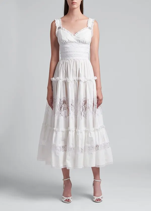knee length dresses for ladies Dolce & Gabbana Lace Trim Maxi Dress