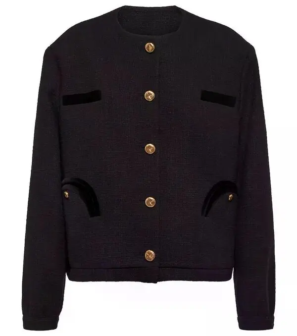 BLAZÉ MILANO Gliss Cotton-blend Bouclé Jacket - Black