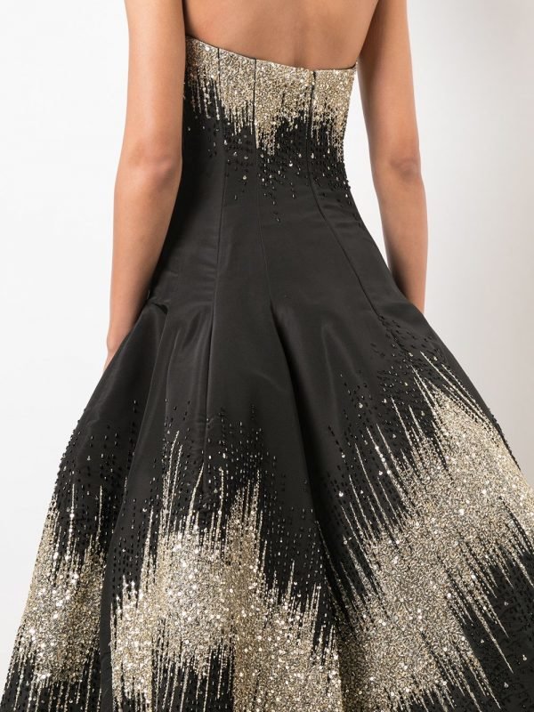 black shimmer gown