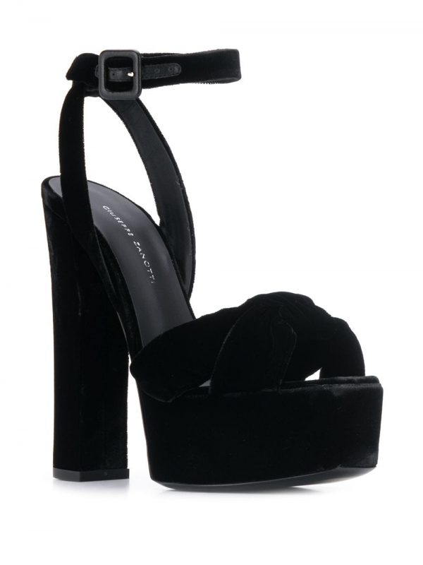 Black Velvet Heeled Sandals - Editorialist