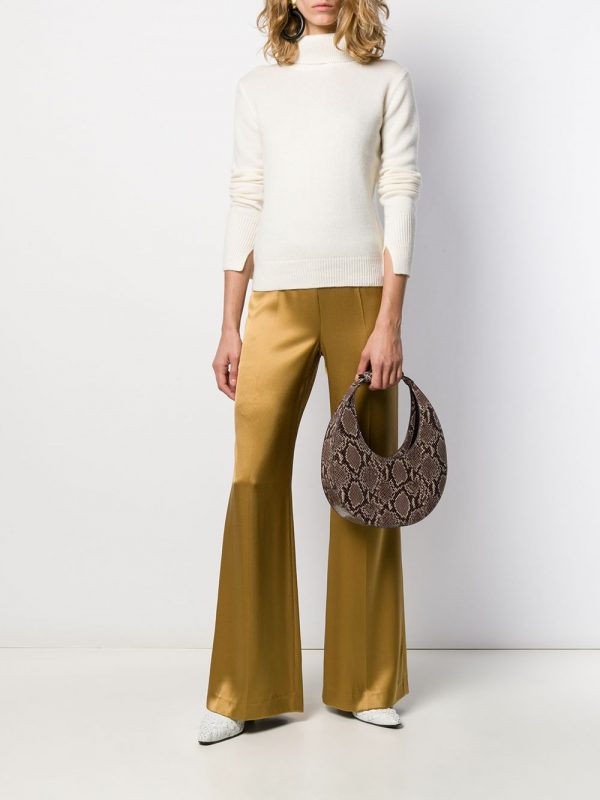 gold silk pants