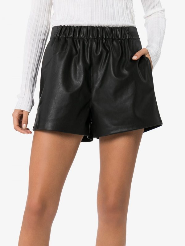 Black Leather Effect Shorts - Editorialist