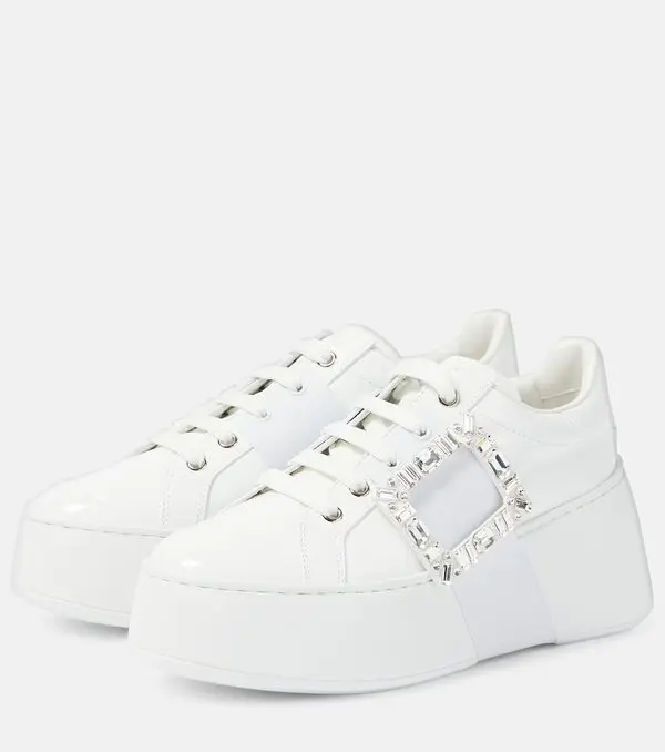 ROGER VIVIER Viv' Skate Leather Sneakers - White