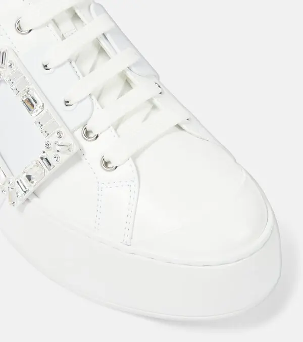 ROGER VIVIER Viv' Skate Leather Sneakers - White