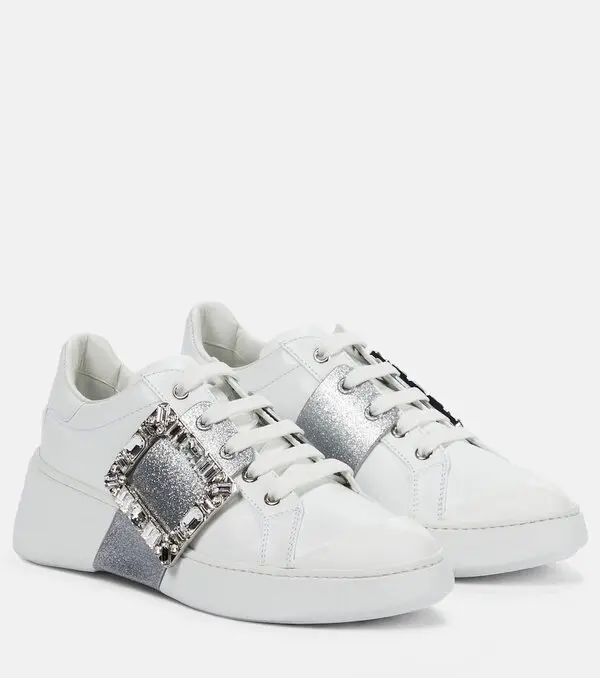 ROGER VIVIER Viv' Skate Leather Sneakers - White