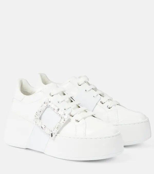 ROGER VIVIER Viv' Skate Leather Sneakers - White