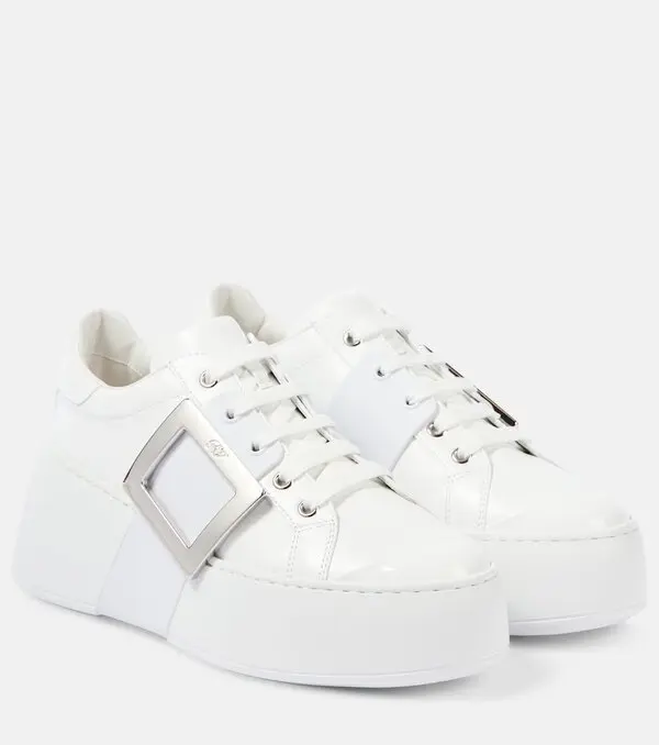 ROGER VIVIER Viv' Skate" Leather Sneakers With Embellished Buckle - White