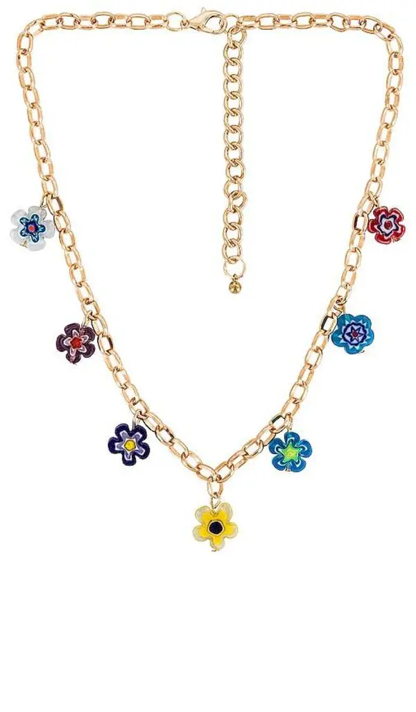 PETIT MOMENTS Plated Stainless Steel Daisy Chain Necklace With Glass Beads - Gold