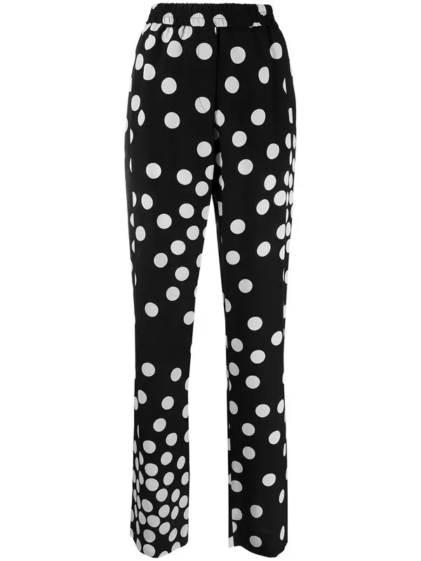 Valentino Garavani Polka-dot Straight-leg Trousers - Black