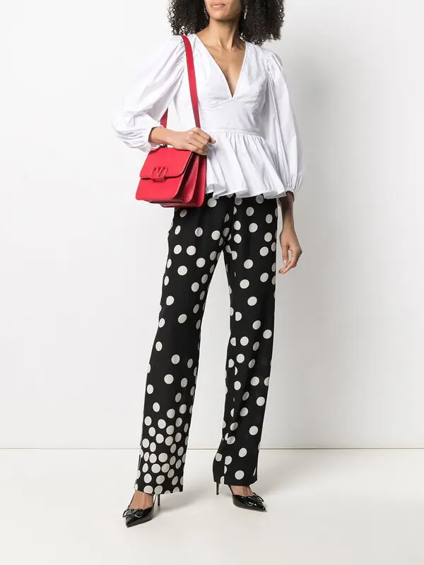 Valentino Garavani Polka-dot Straight-leg Trousers - Black