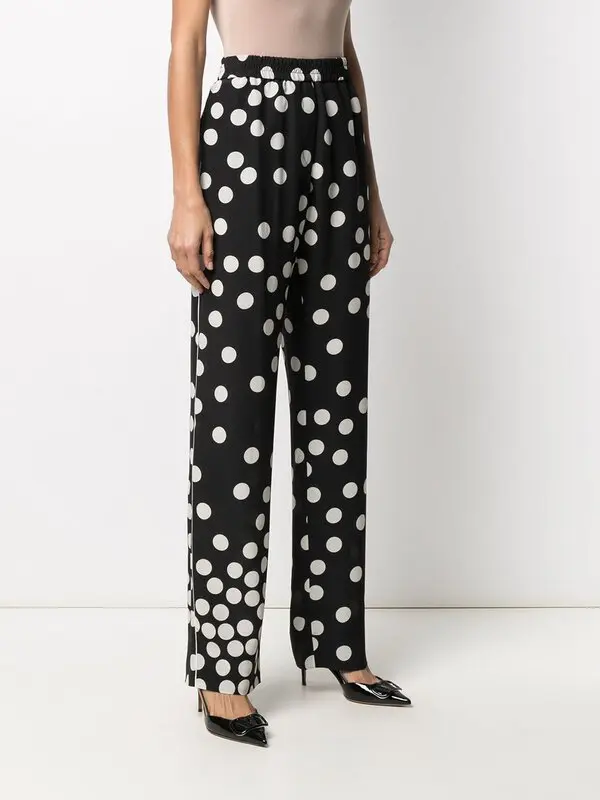 Valentino Garavani Polka-dot Straight-leg Trousers - Black