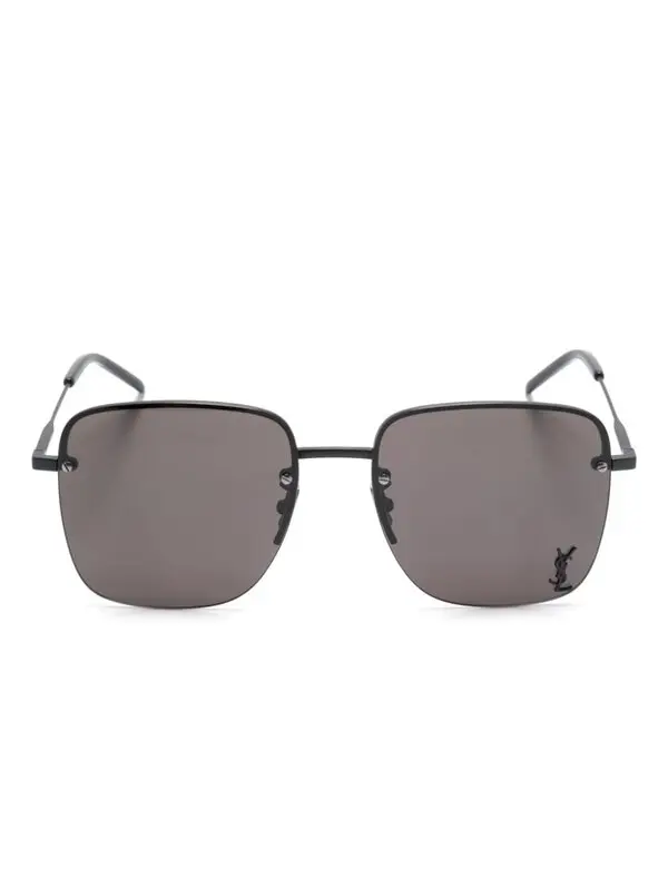 Saint Laurent Cassandre-plaque Sunglasses - Black