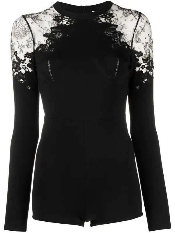 Valentino Garavani Lace Panelled Playsuit - Black