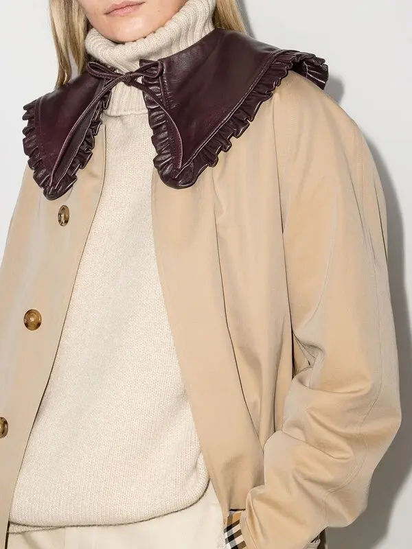 GANNI Ruffled-edge Leather Collar