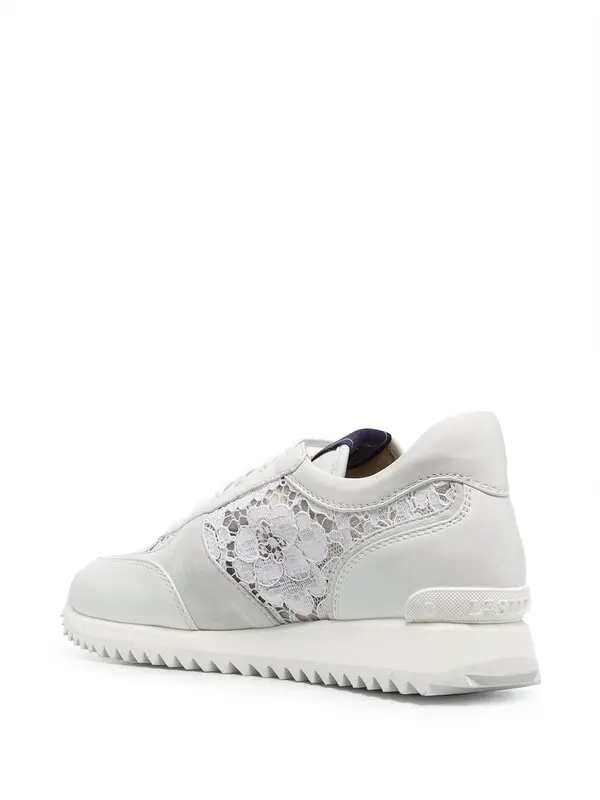 LE SILLA Lace-embroidered Leather Sneakers - White
