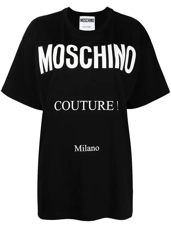 Tシャツ・カットソー MOSCHINO COUTURE Woman T-Shirt Black 07030442 3555 Moschino Couture Overized T-Hirt - Black | Editorialist