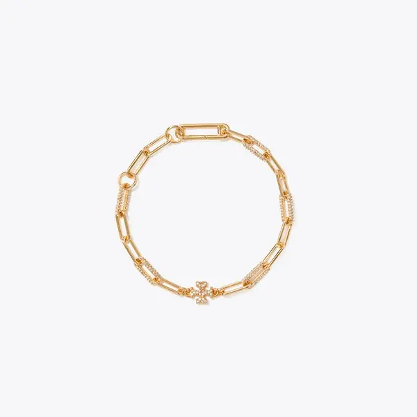 Tory Burch Icon Pavé Chain Bracelet - Tory Gold/crystal
