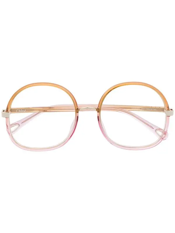 Chloé Oversized Two-tone Round Frame Glasses - Pink