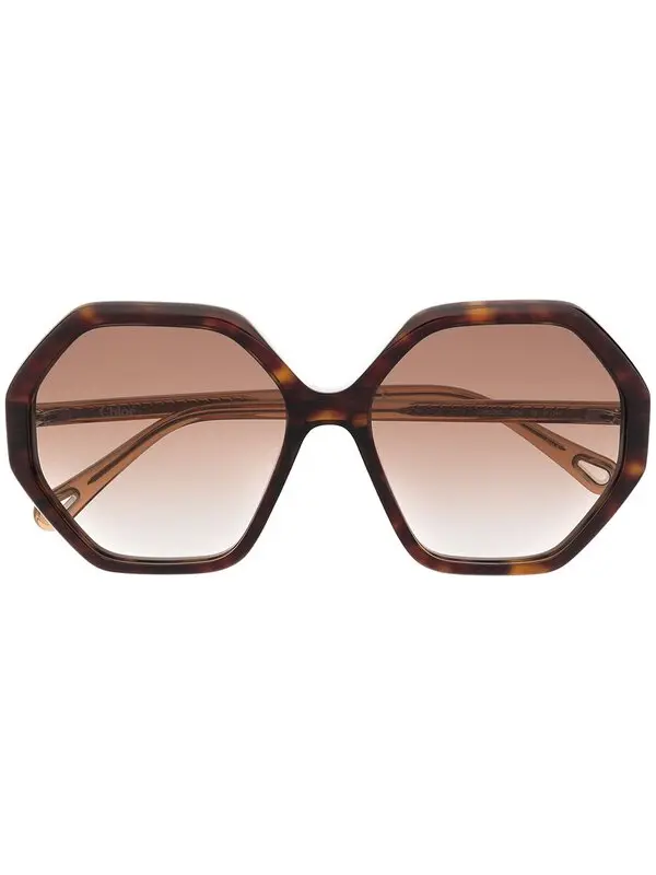 Chloé Esther Hexagonal Sunglasses - Brown
