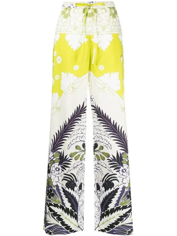 Valentino Garavani Floral-print Trousers - Yellow