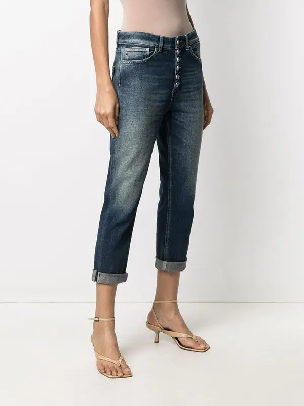DONDUP Faded-effect Slim-fit Cropped Jeans - Blue