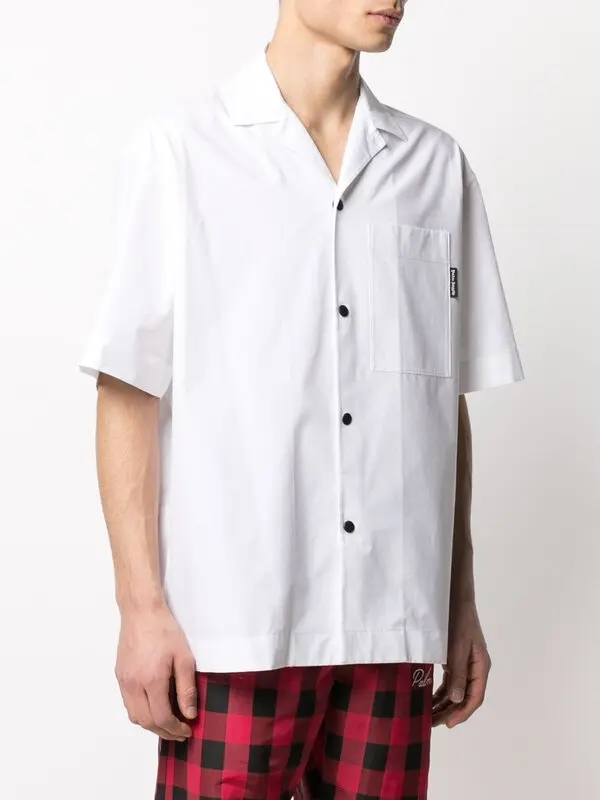 Palm Angels Curved Logo Print Bowling Shirt