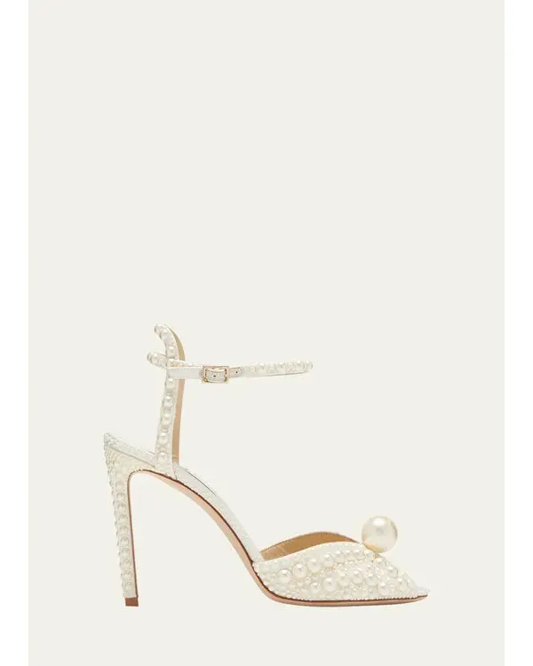 JIMMY CHOO Sacora Faux Pearl Sandals - White/white