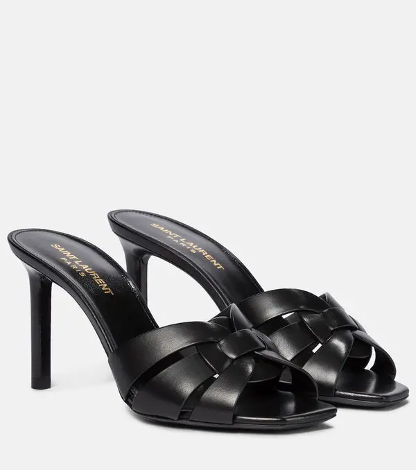 Saint Laurent Tribute 85 Leather Sandals - Black