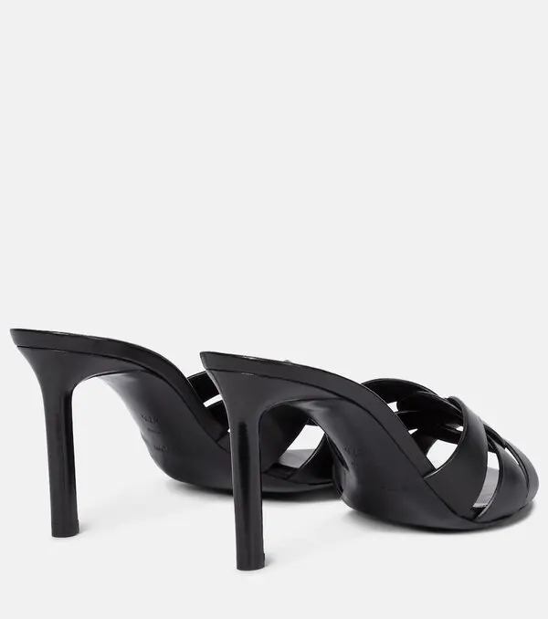 Saint Laurent Tribute 85 Leather Sandals - Black