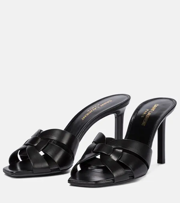 Saint Laurent Tribute 85 Leather Sandals - Black