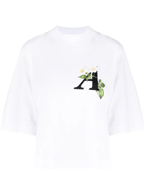 Palm Angels Daisy Logo Cropped T-shirt - White