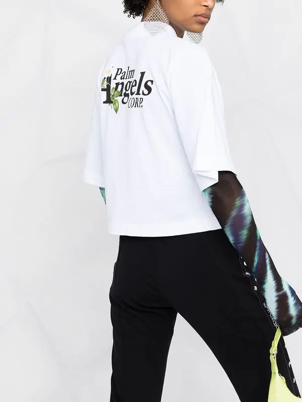 Palm Angels Daisy Logo Cropped T-shirt