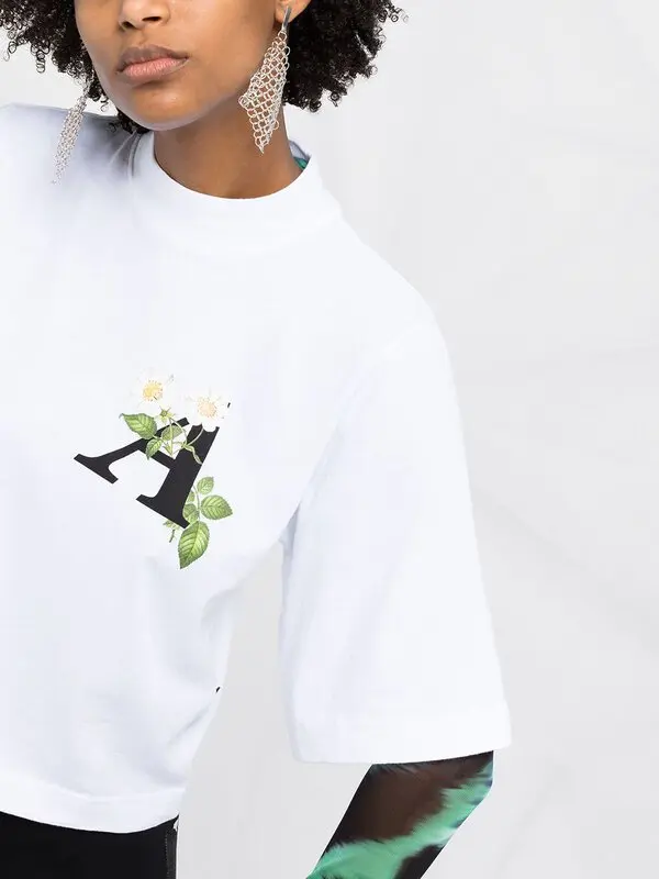 Palm Angels Daisy Logo Cropped T-shirt