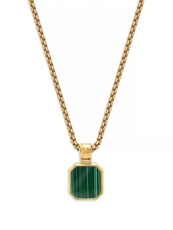 NIALAYA JEWELRY Square Malachite Pendant Necklace - Gold