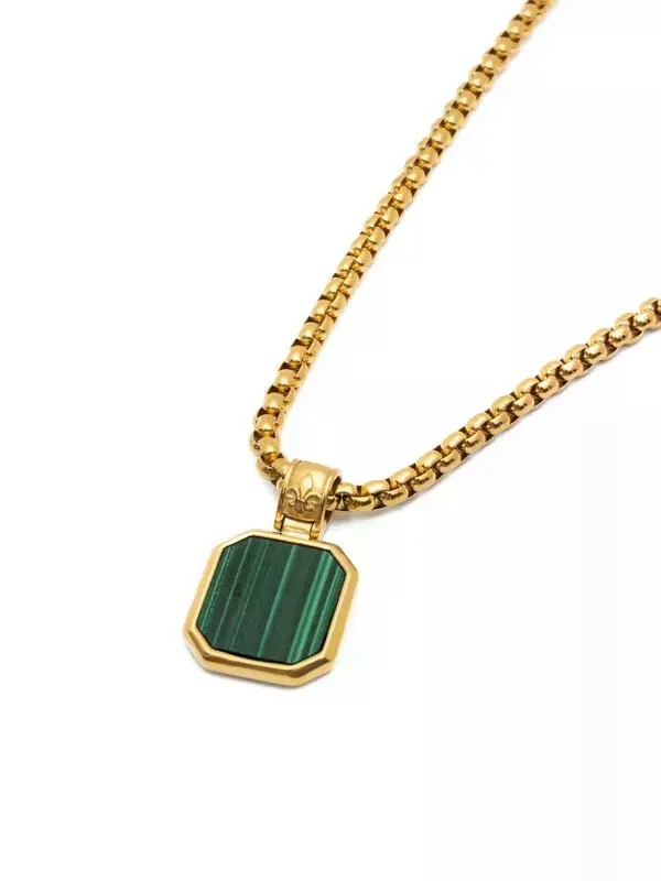 NIALAYA JEWELRY Square Malachite Pendant Necklace