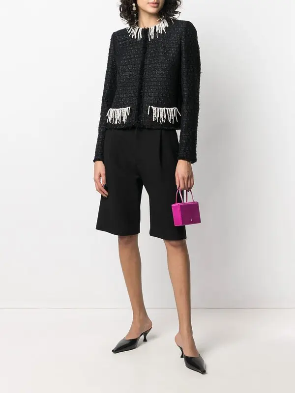 Giambattista Valli Pearl-fringed Trim Tweed Jacket