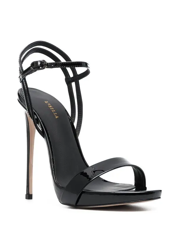 LE SILLA Gwen Patent-leather Stiletto Sandals - Black