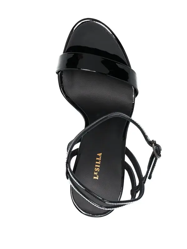 LE SILLA Gwen Patent-leather Stiletto Sandals - Black