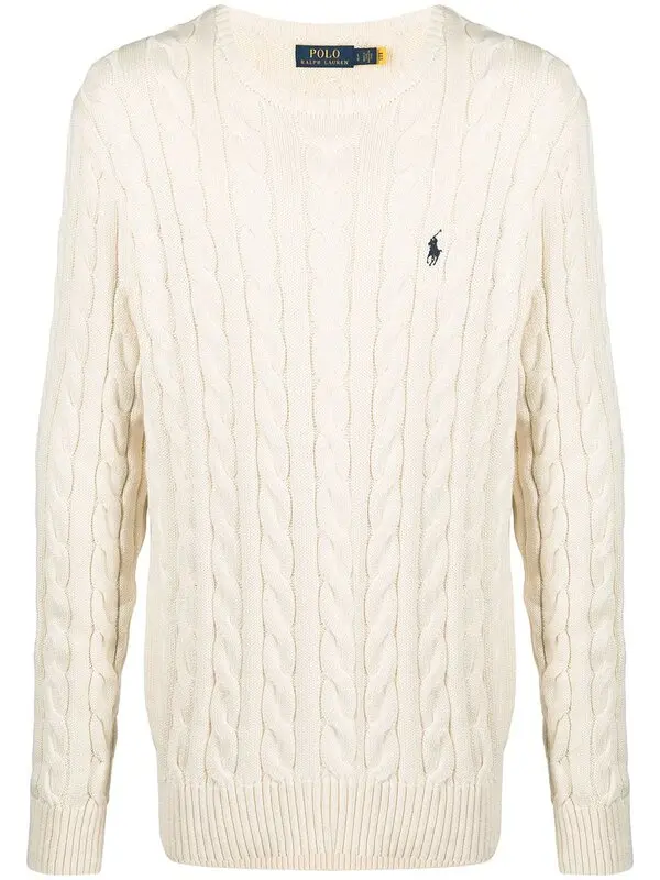 Polo Ralph Lauren Cream Cotton Cable Knit Sweater