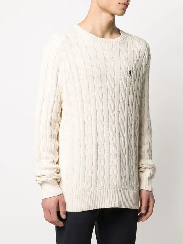 Polo Ralph Lauren Cream Cotton Cable Knit Sweater