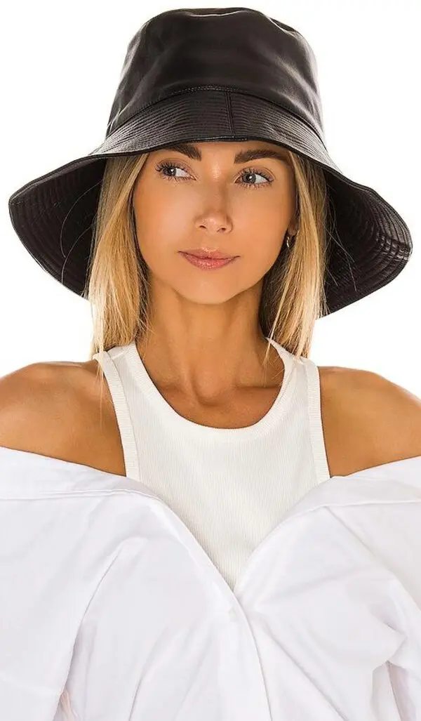 Nanushka Faux Leather Black Bucket Hat Ricky bucket hat in black - Nanushka | Mytheresa main image 4