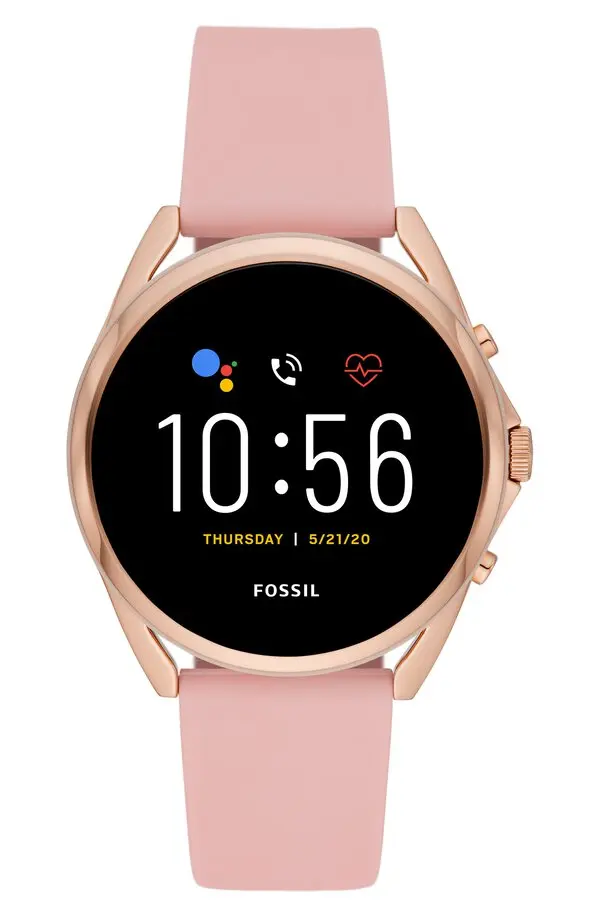 Fossil Gen 5 Lte Touchscreen Silicone Strap Smart Watch, 45mm