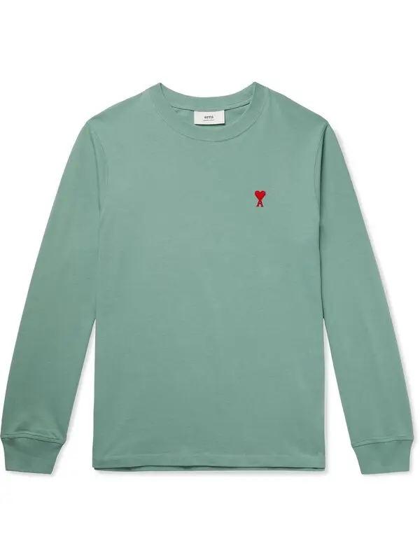 Ami Logo-embroidered Organic Cotton-jersey T-shirt