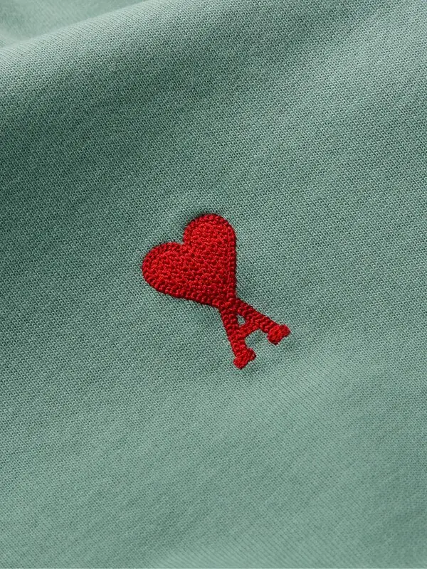 Ami Logo-embroidered Organic Cotton-jersey T-shirt