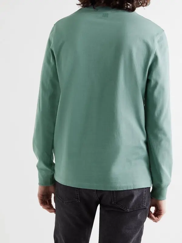 Ami Logo-embroidered Organic Cotton-jersey T-shirt