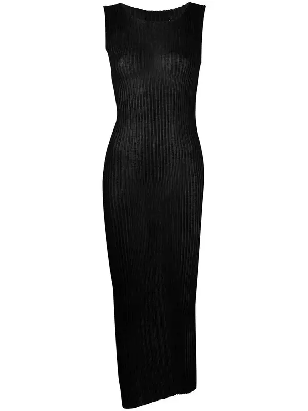 MAISON MARGIELA Ribbed-knit Sheer Midi Dress