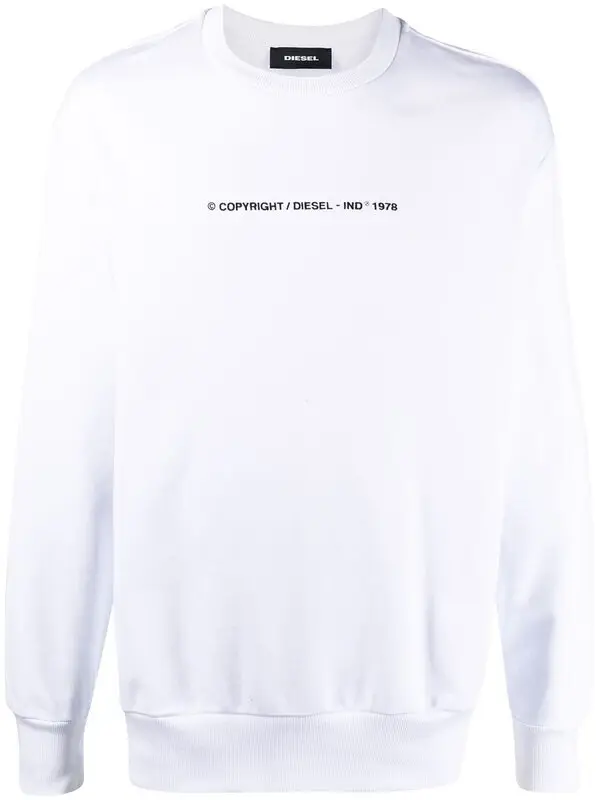 DIESEL® Cotton Sweatshirt With Embroidered Logo - White