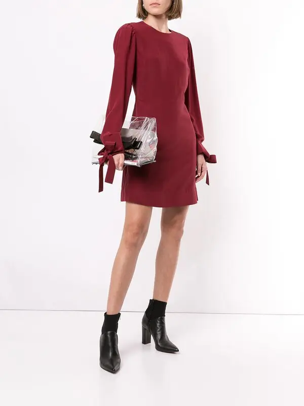 Calvin Klein Silk Long Sleeve Shift Dress In Red - 71% Off | Editorialist