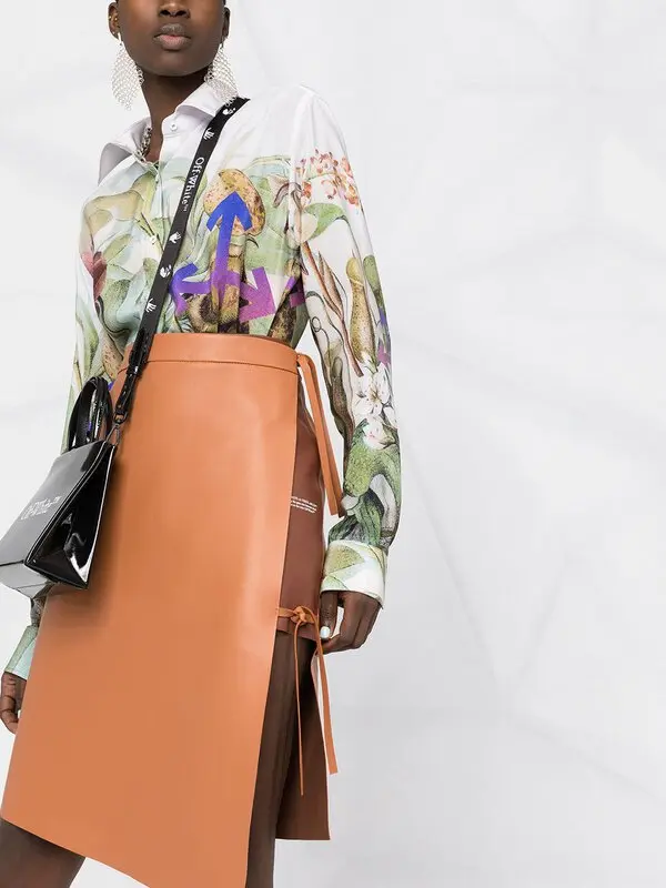 Off-White Leather Midi Skirt