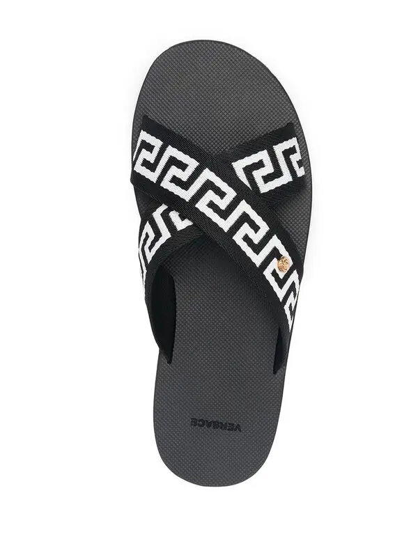 Versace Greca-Motif Crossover-Strap Sandals In Black - 40  display picture 3
